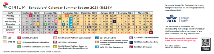 The 2024 Slot Conference Schedulers Calendar - Cirium